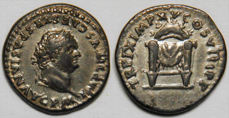 Roman Empire Titus AR Denarius TR P IX IMP XV COS VIII P P (Rome, 80 AD ...