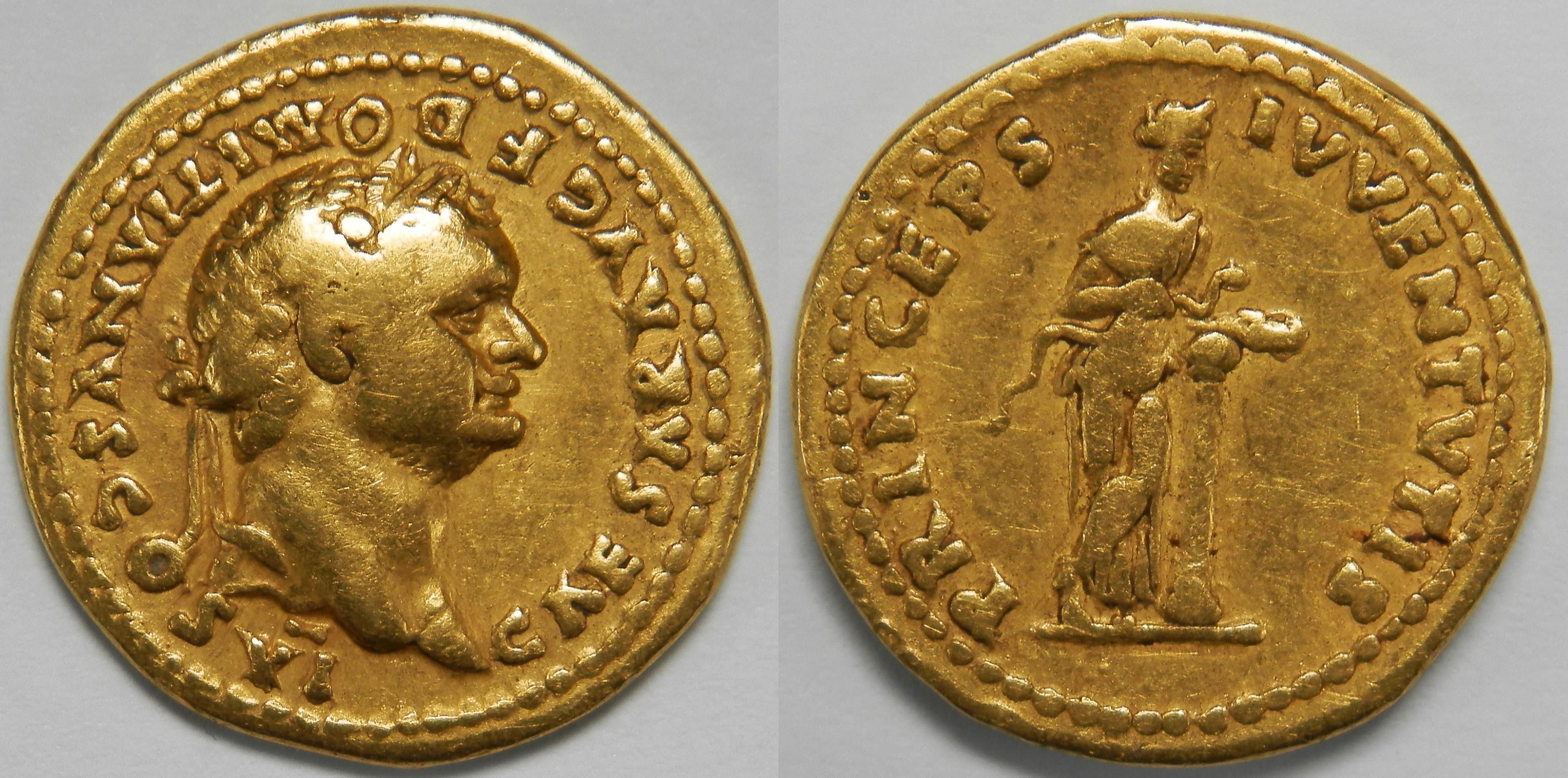 Roman Empire Domitian as Caesar AV Aureus (Rome, AD 79) | Roman ...