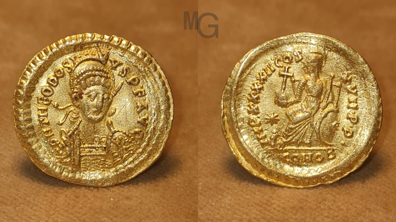 Roman Empire. AV gold solidus. 443-450 A.D. Theodosius II ...