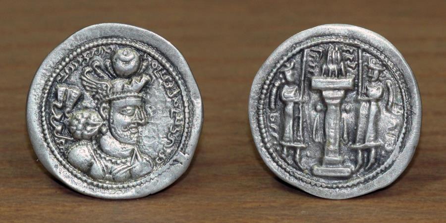Sassanian Empire AR Drachm, Bahram IV 388-399 AD, Mint: Bishabur (BIS)
