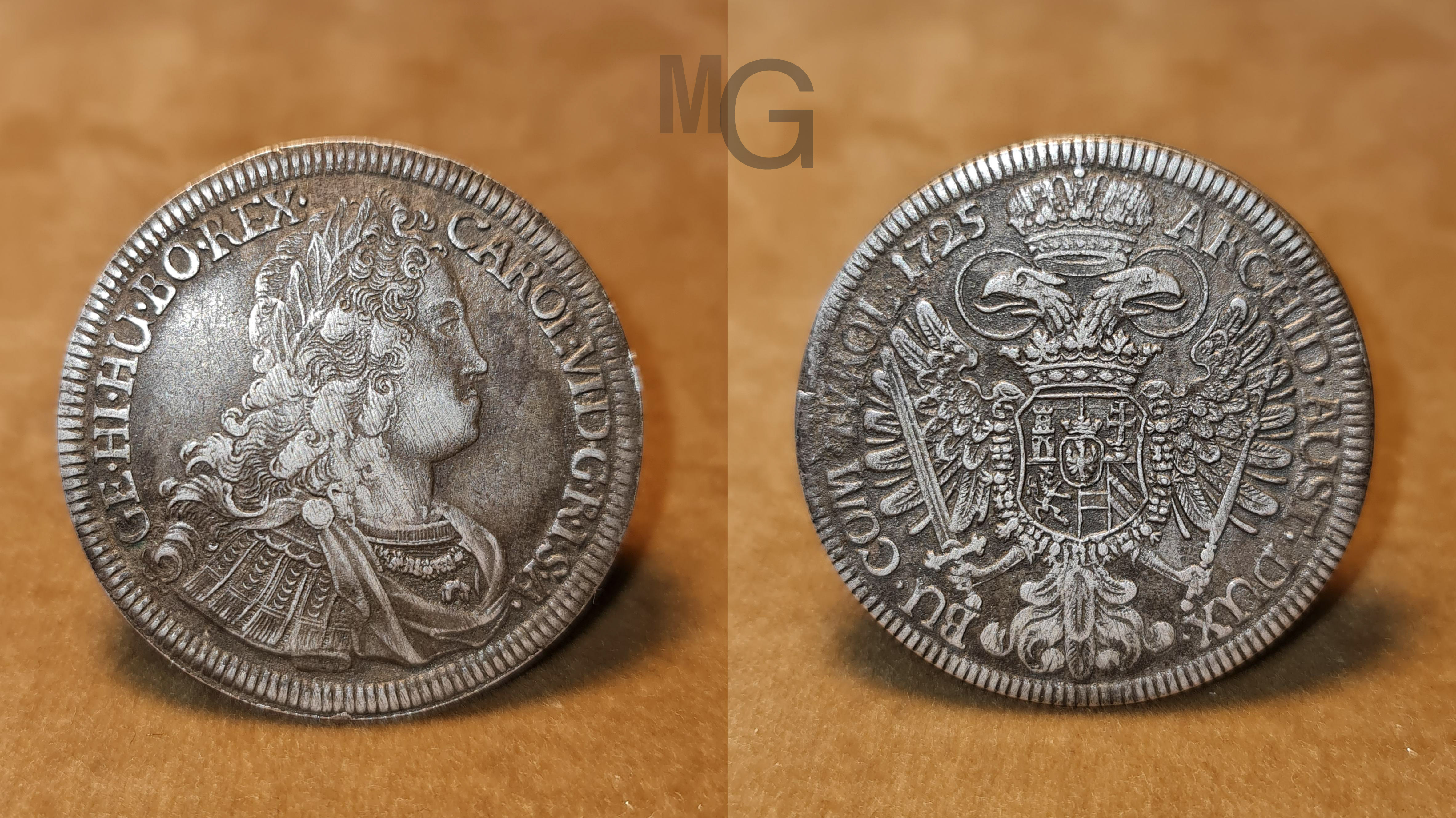 Austria Thaler 1725 Hall Coin, Karl (Charles) VI, 1711-1740, AR Silver.