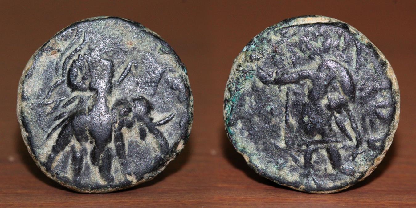 Kushan Dynasty, Huvishka (160-190 AD), AE Copper Tetradrachma, Mao ...