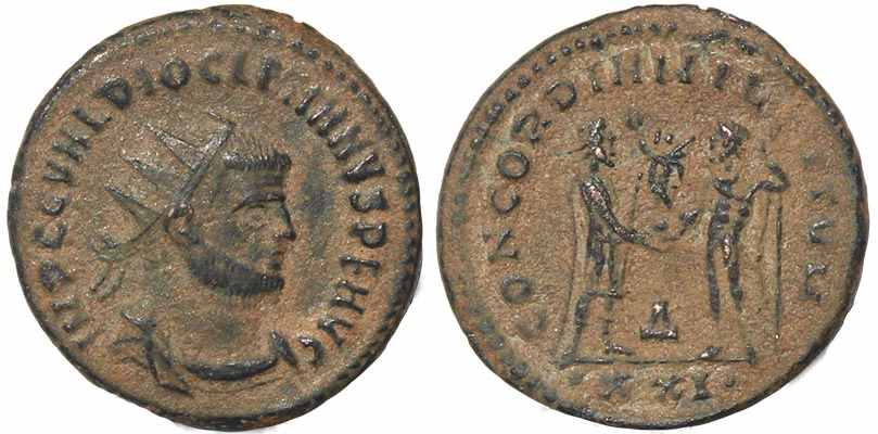 Roman coin of Diocletian - Antoninianus - CONCORDIA MILITVM | Roman ...