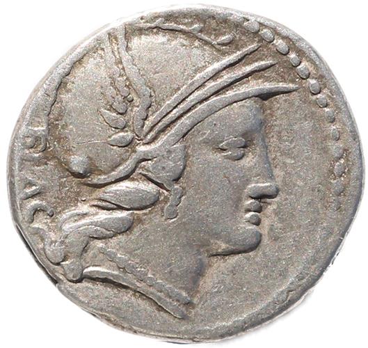 Roman Republican coin - L. Rutilius Flaccus AR silver denarius
