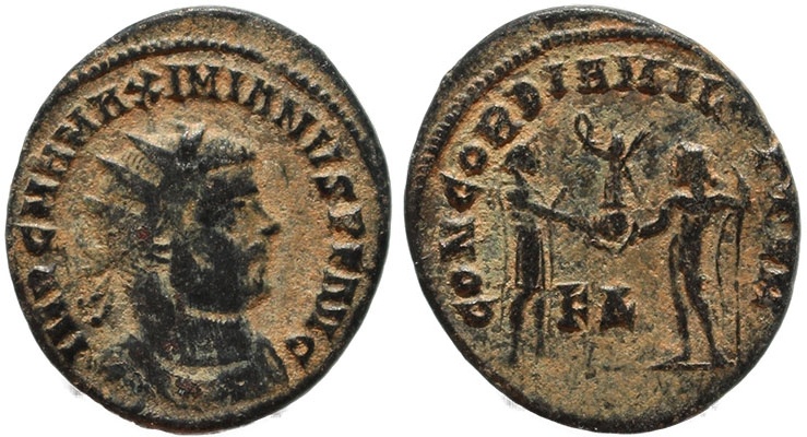 Roman coin of Maximianus - CONCORDIA MILITVM | Roman Imperial Coins