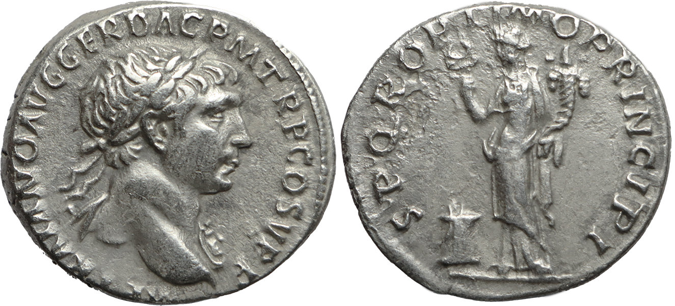 Roman silver denarius of the Emperor Trajan - SPQR OPTIMO PRINCIPI