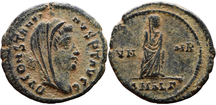 VF+ Ancient Roman coin of Constantine I struck in Alexandria, Egypt