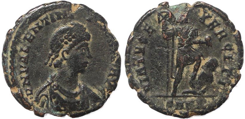 Roman coin of Valentinian II - VIRTVS EXERCITI | Roman Imperial Coins