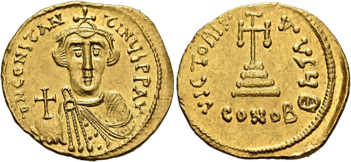 Byzantine coin of Constans II - Gold Solidus - Constantinopolis