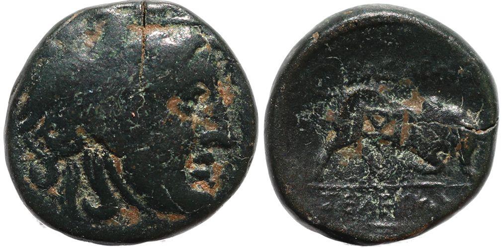 Ancient Seleucid coin of Seleukos I - Winged Medusa and Bull ...