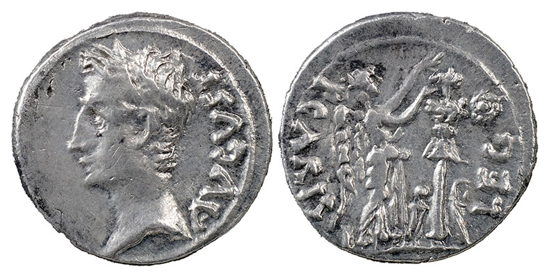 Ancient Roman Silver Coin of the Emperor Augustus 27BC-14AD Quinarius