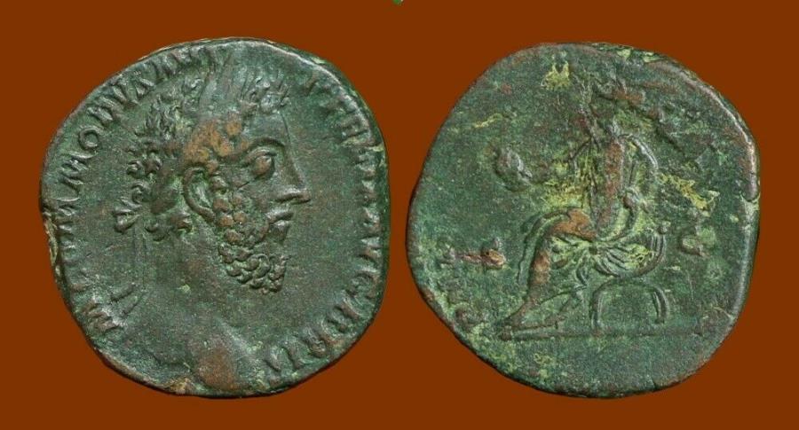 Commodus, Sestertius, Emperor Seated on Curule Chair. | Roman Imperial ...