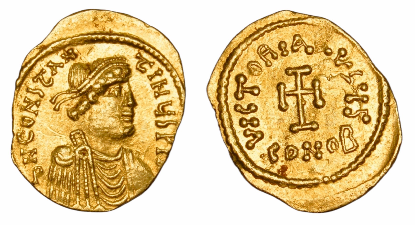 Constans II, 641-668. Gold Tremissis, Mint: Constantinopolis | Roman ...