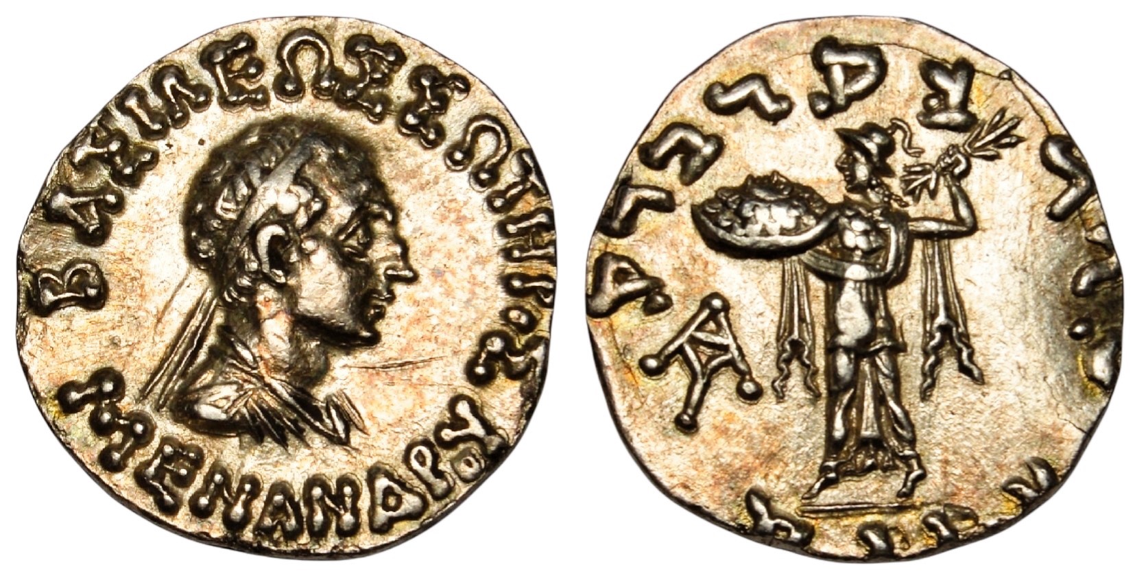 BAKTRIA, INDO-GREEK KINGDOM. MENANDER I 165-130 BC. AR DRACHM