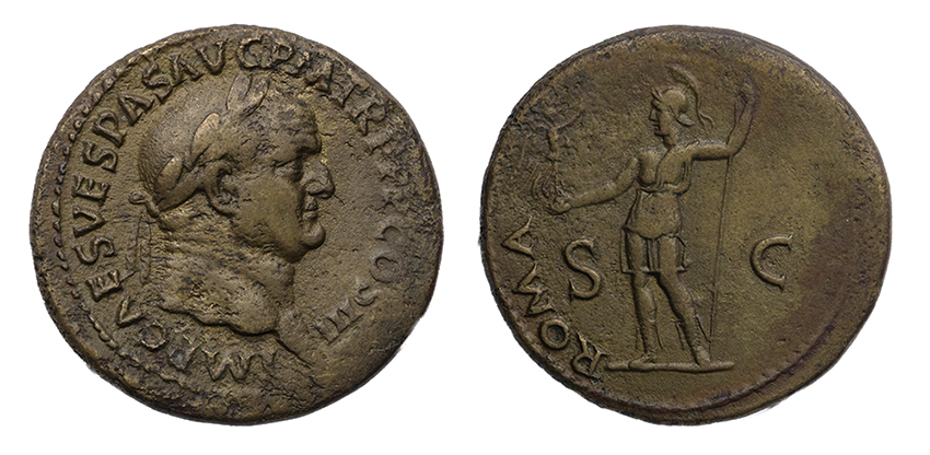 Roman Imperial: High grade large flan bronze sestertius of Vespasian