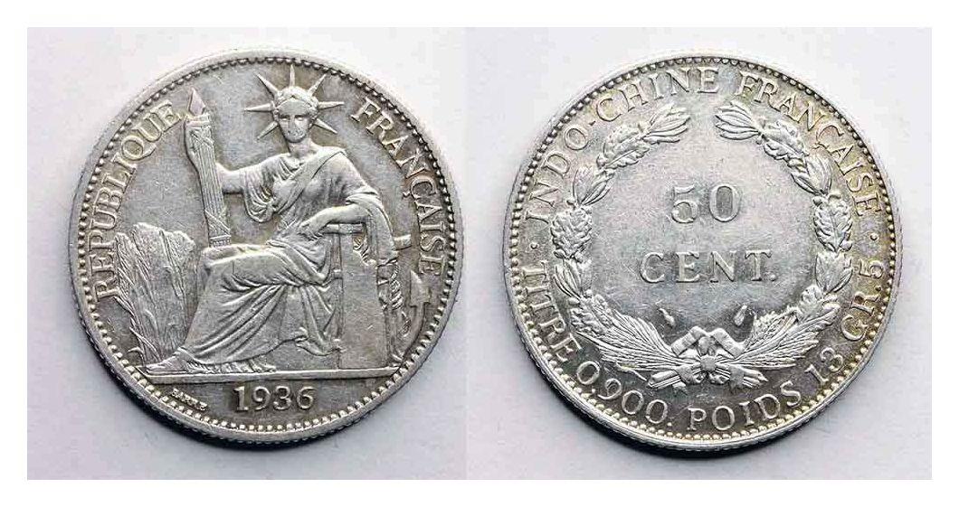 FRENCH INDOCHINA superb 50 cent silver 1936 | Asian and Middle Eastern ...