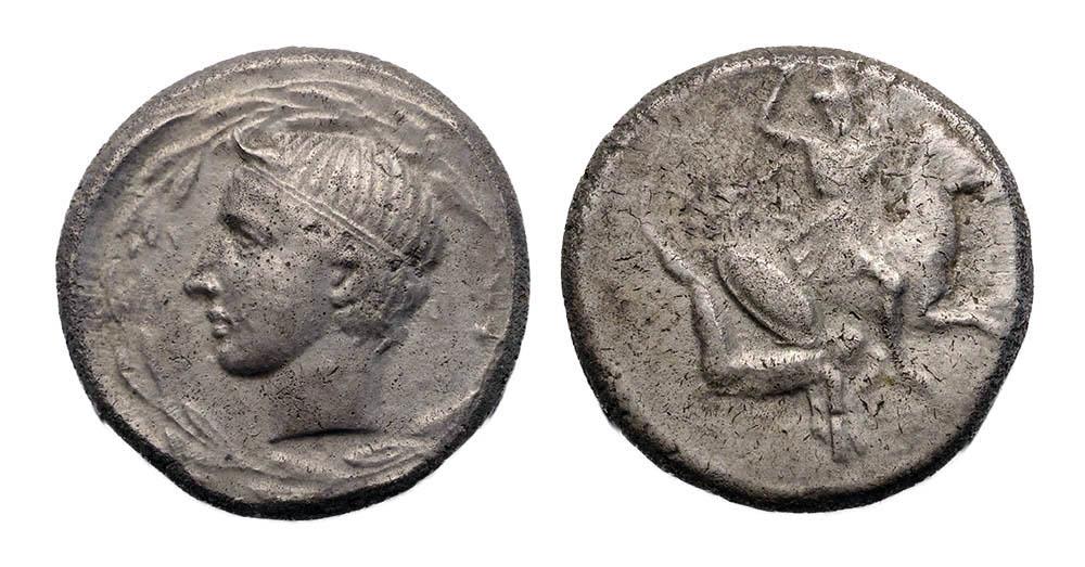 Greek coins: SICILY, Gela. very rare silver AR Didrachm w Rivergod ...