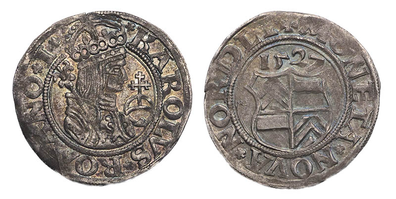 Medieval coins: Lovely German Medieval silver coin of 2 Kreuzer (1/2 ...
