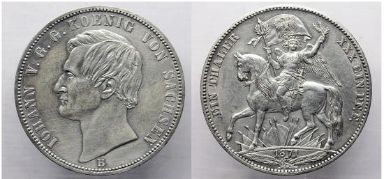 German States, Sachsen, Saxony 1 Friedenstaler 1871 Gem EF! | European ...