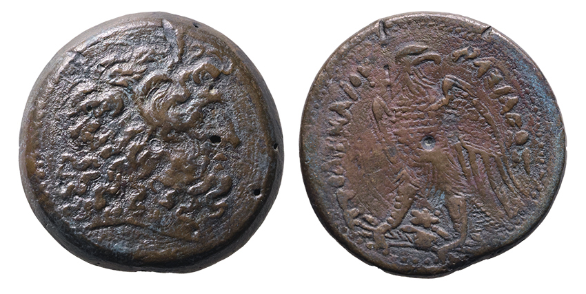 Greek coins: Massive Ptolemy IV Æ bronze tetrobol, 41,75 grams