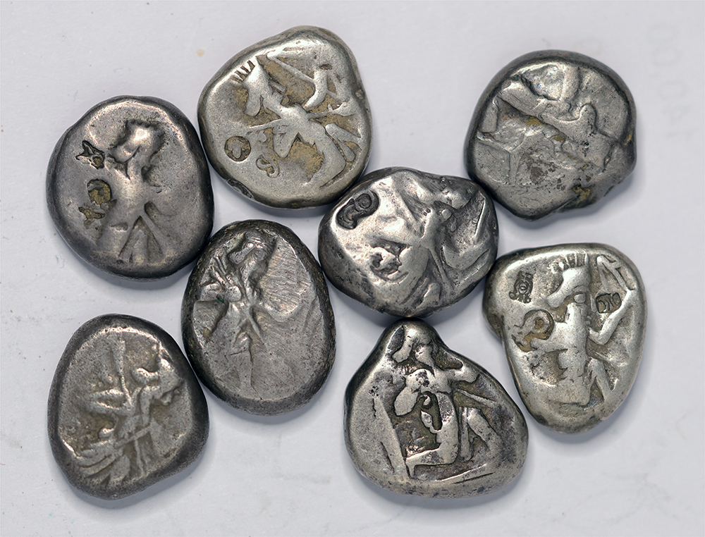 Greek Coins: Attractive study group of 8 Achaemenid Persian silver ...