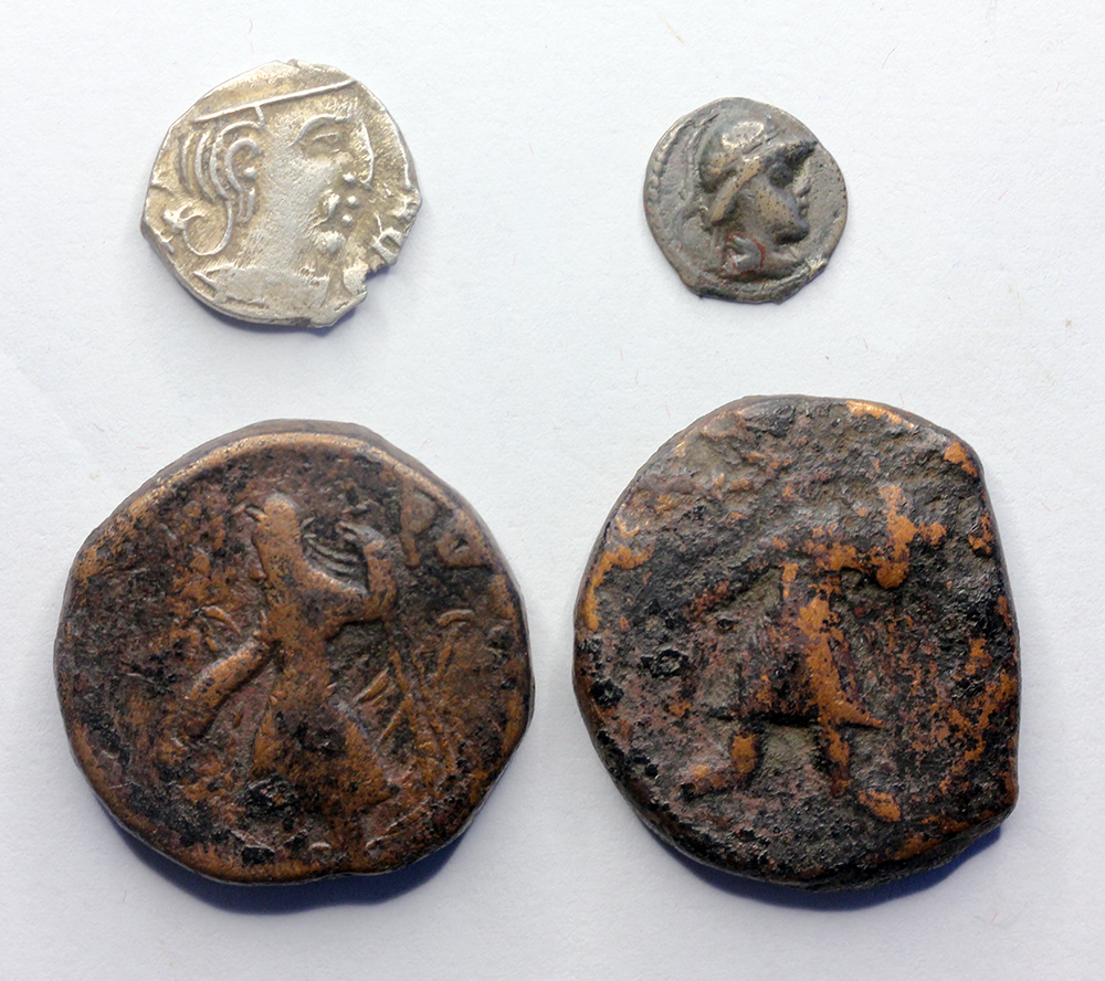 Ancient Greece: lot of 4 Indo greek, bactrian and scythian silver and ...