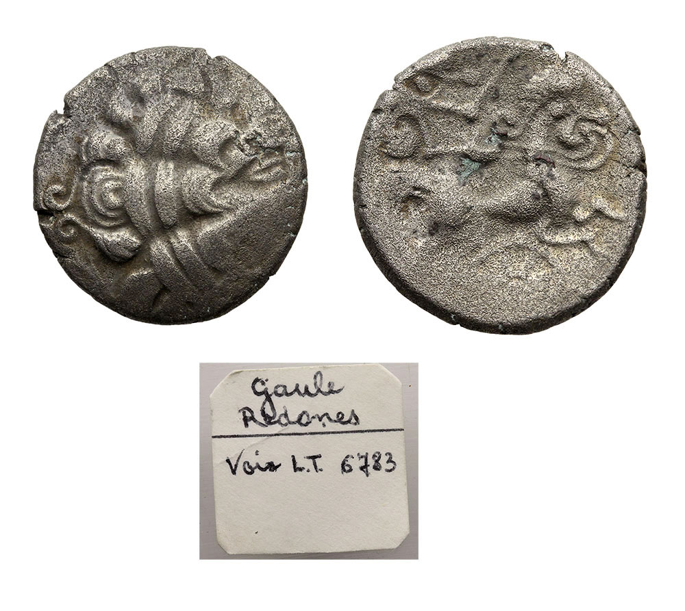 Celtic Gaul The Redones base silver stater, 2nd.-1st. century AD.
