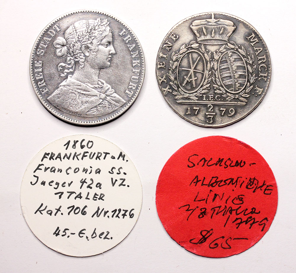 German States: Pair of silver talers, Frankfurt 1860 and Saxony 1779