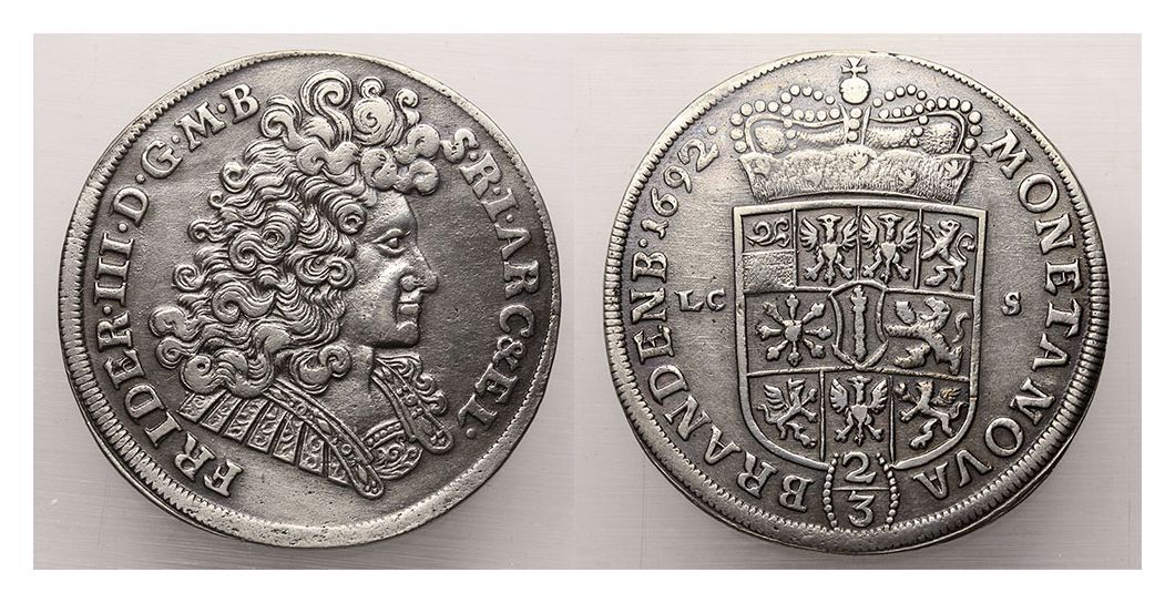 Brandenburg-Preußen 2/3 Taler 1692 Friedrich III. 1688-1701. | European ...