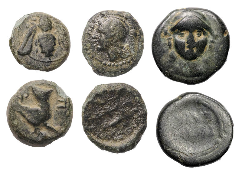Greek coins: Lot of three scarce bronze Æ coins from Ionia, Ephesos and ...