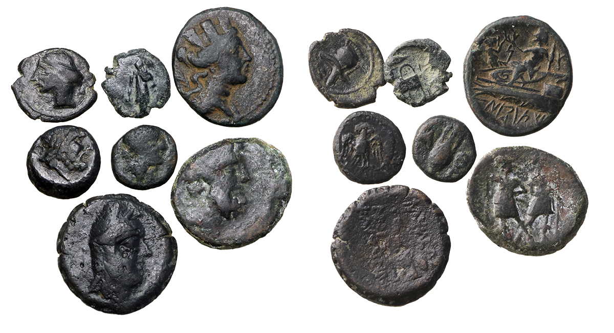 Greek coins: Nice lot of 7 better greek bronze issues (7) | Greek Coins