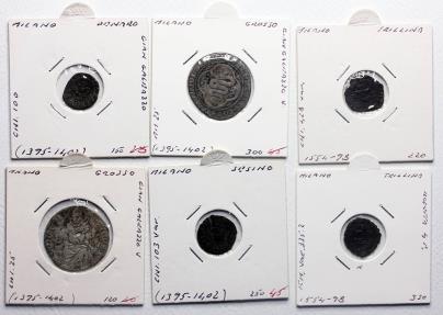 Italian States: Lot of 6 late Medieval silver coins from Milano 1395 ...