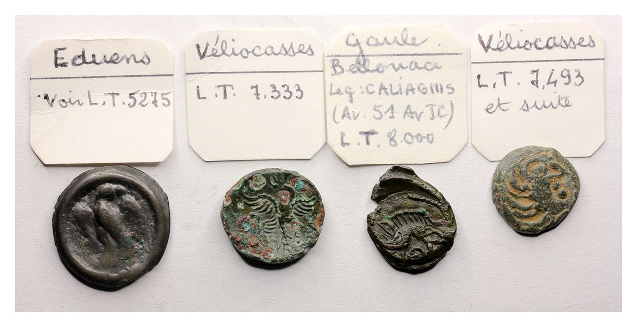 Celtic Gaul: Selection of 4 better celtic bronze coins with tags from ...