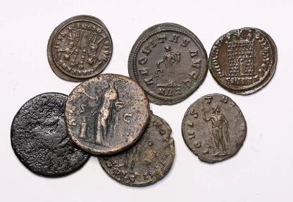 Roman Imperial lot of 7 bronze coins, 2nd.-4th. century AD | Roman ...