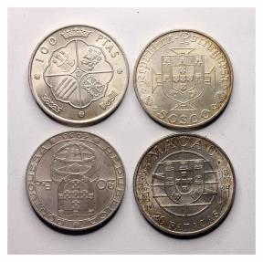 76 grams of silver! 4 large modern silver crowns: Portugese Macau ...