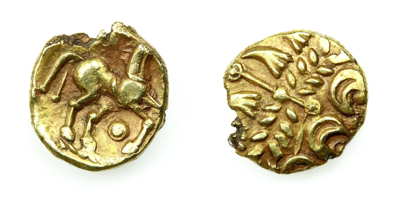 Eastern 1st Century BC Maldon Wheel Gold Quarter Stater | Celtic Coins