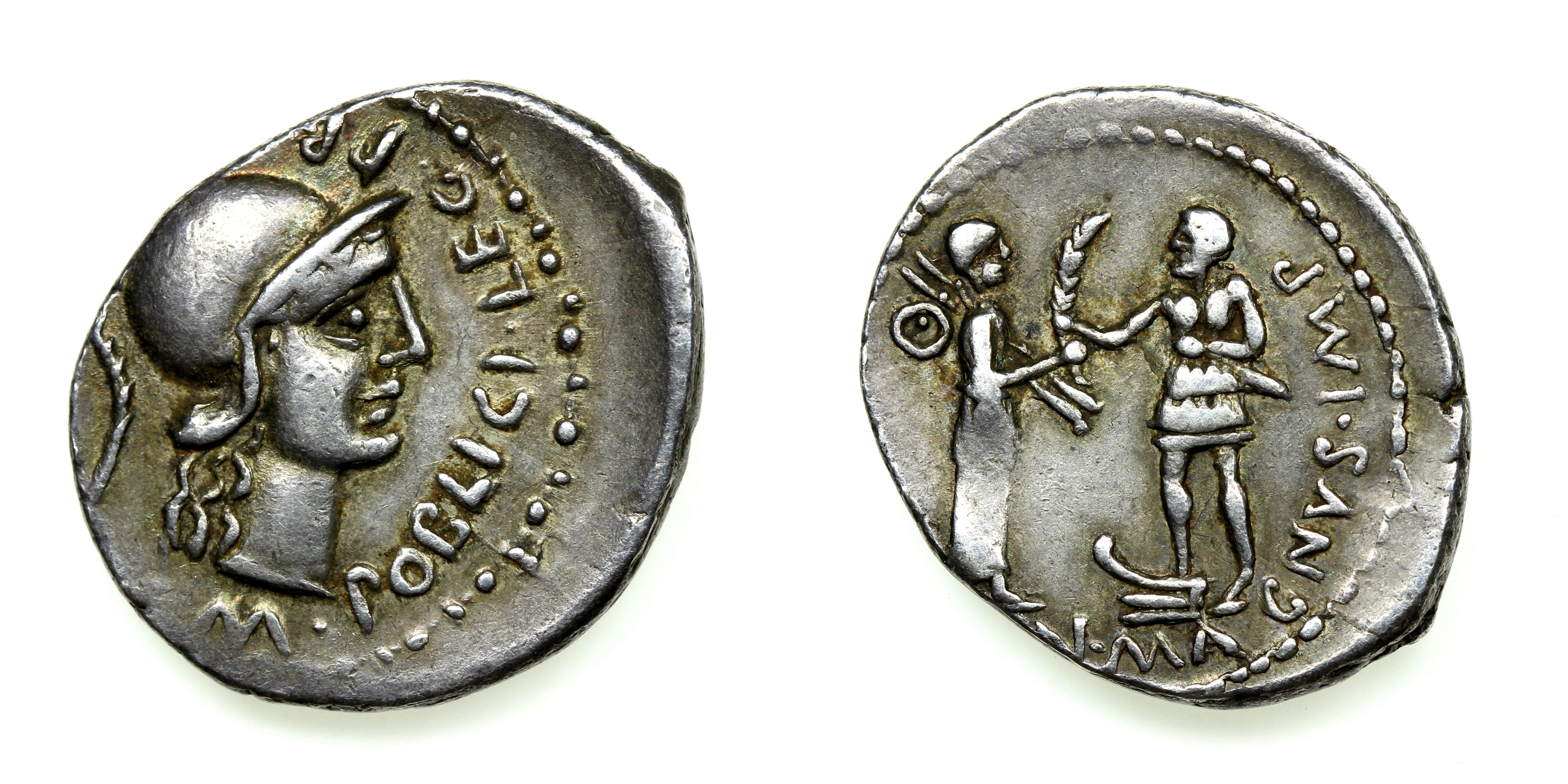 Roman Imperatorial Gnaeus Pompey Junior 46-45 BC Silver Denarius