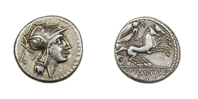 Roman Republic D. Junius L.f.Silanus Silver Denarius 91BC | Roman ...