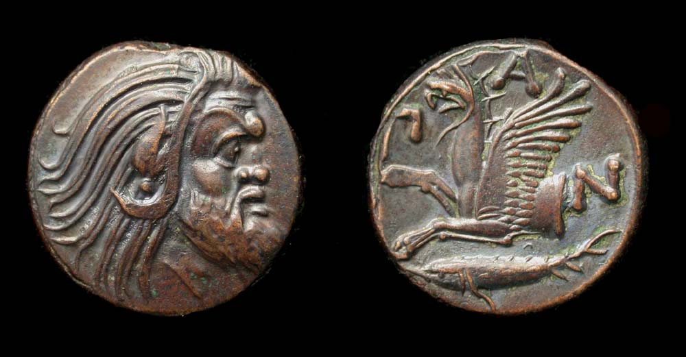 Bosporus, Panticapaeum, Old Satyr & Griffin, 310-303 BC | Greek Coins