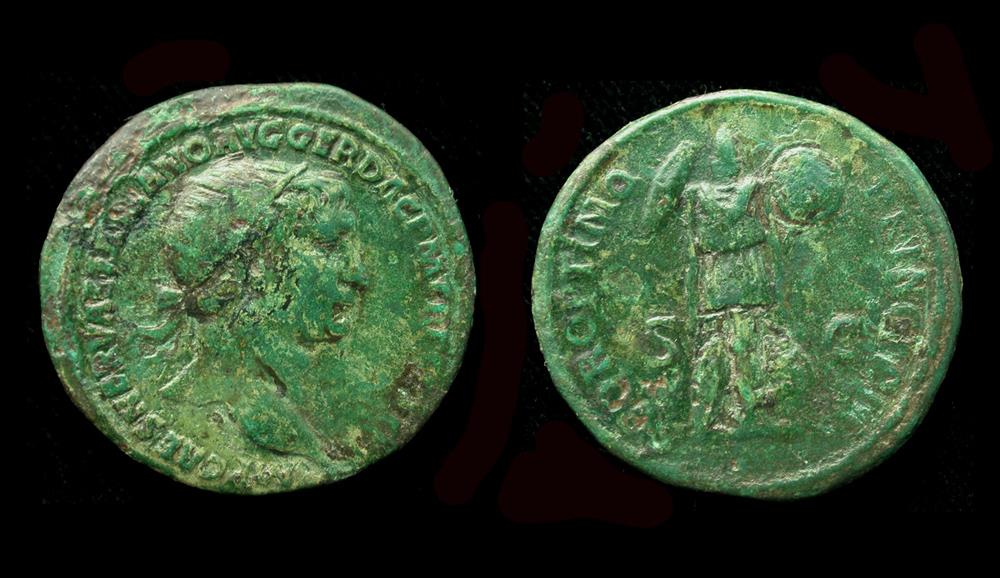 Trajan, Dupondius, Victory Trophy Reverse | Roman Imperial Coins