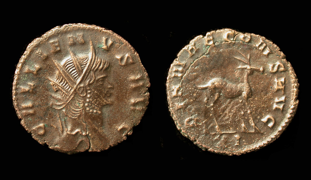 Gallienus, Zoo Issue, Antelope Standing Right reverse | Roman Imperial ...