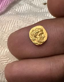 KYRENAICA. Kyrene. Magas, as Ptolemaic Governor,Gold. circa 308-305 BC. Obol . good very fine