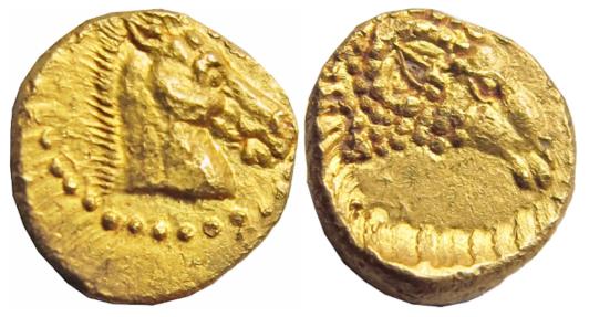 KYRENAICA, Barke.Kyrene.Circa 435-331 BC. AV Three-quarter Obol.