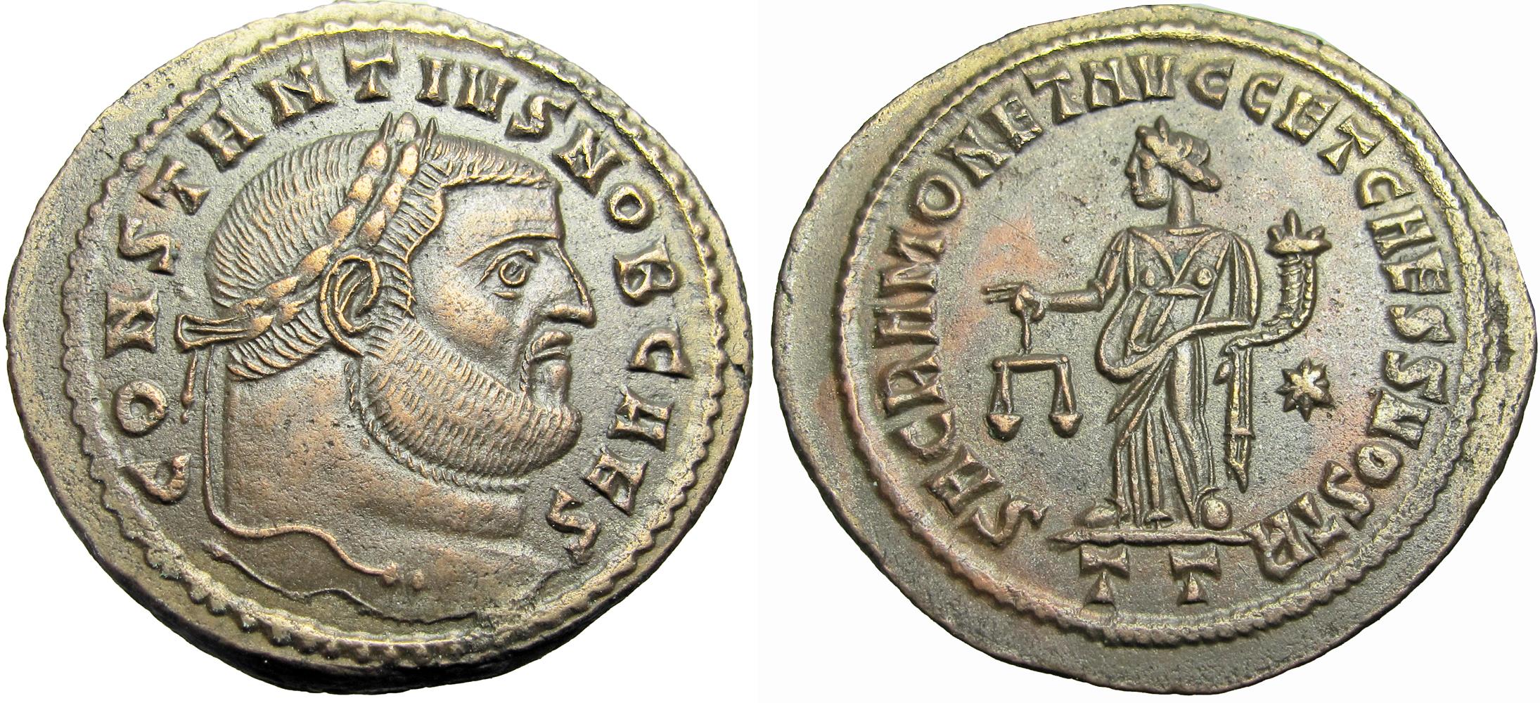 Constantius I, Chlorus, as Caesar, 293 - 305 AD AE Follis, Ticinum Mint ...