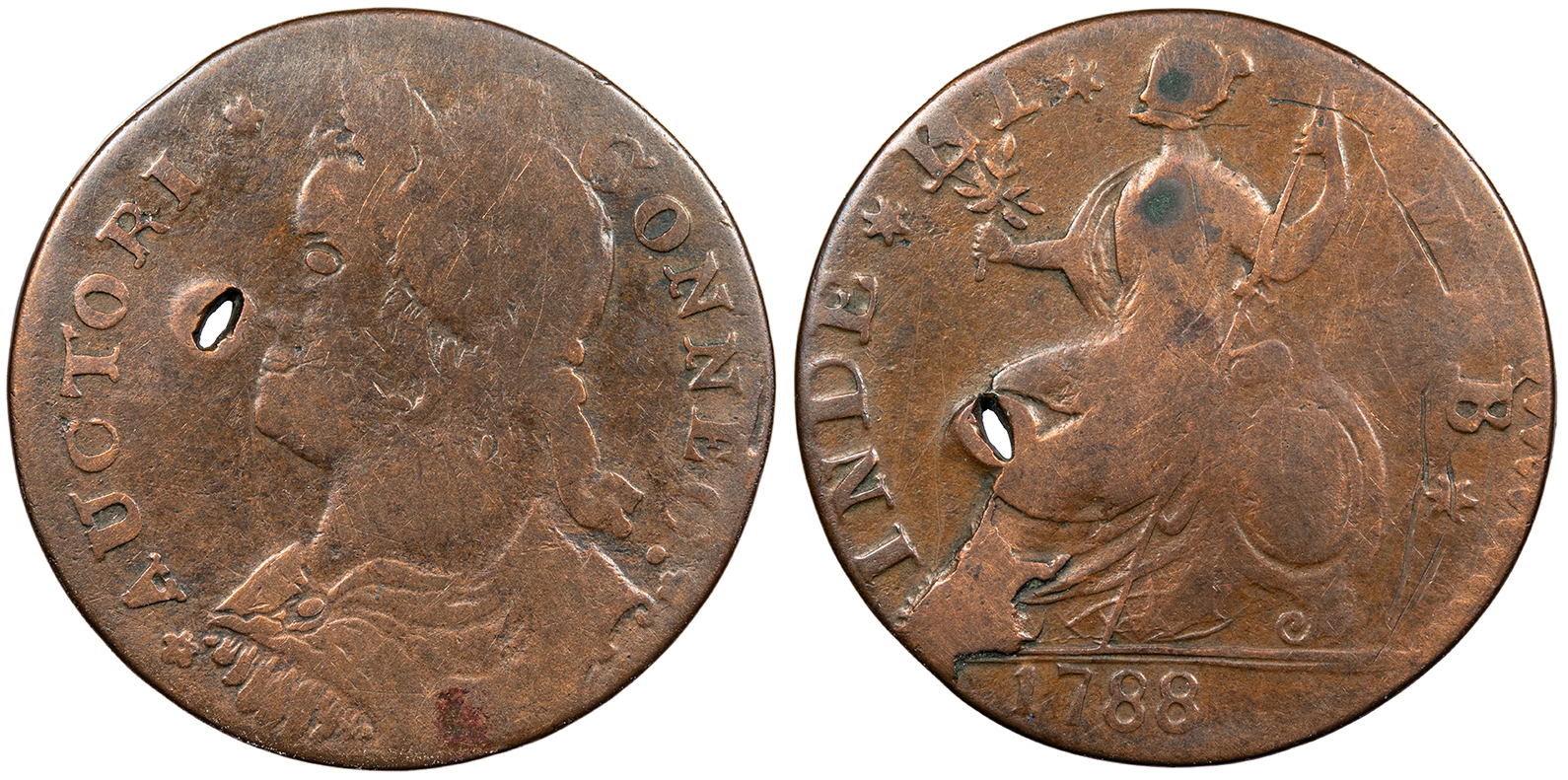 1788 Connecticut Colonial Coinage Miller 16.1-D; W-4595 Fine ...