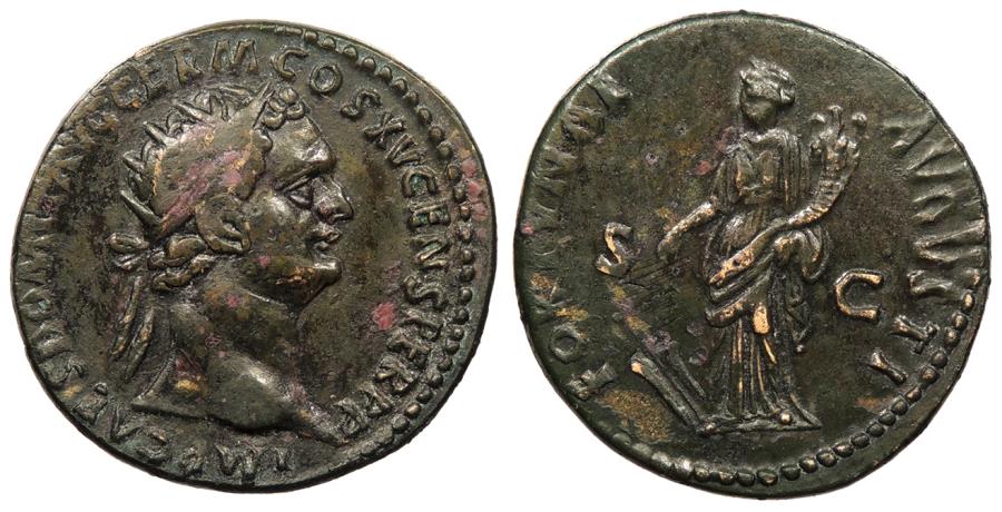 Domitian 81-96 A.D. Dupondius Rome Mint VF | Roman Imperial Coins
