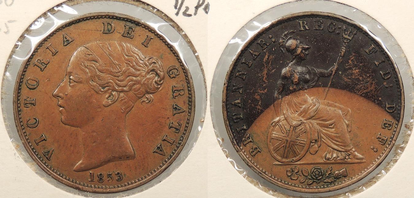 GREAT BRITAIN: 1853 Victoria Halfpenny | European Coins