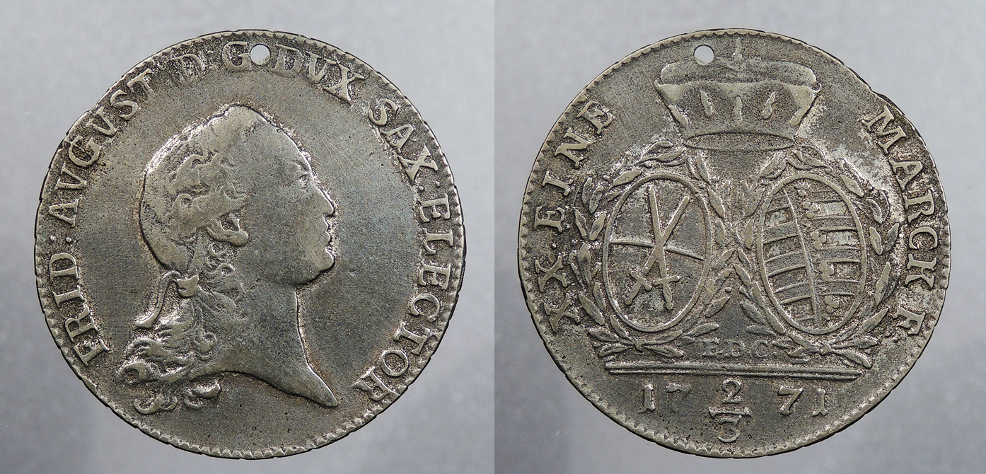 GERMAN STATES: Saxony (Sachsen) 1771-edc 2/3 Thaler | European Coins