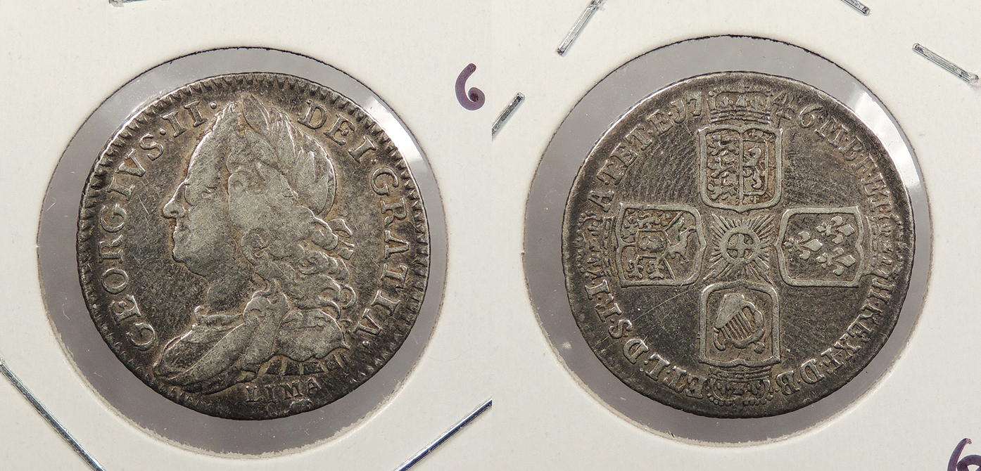 GREAT BRITAIN: 1746-LIMA Struck from Spanish silver seized from Lima ...