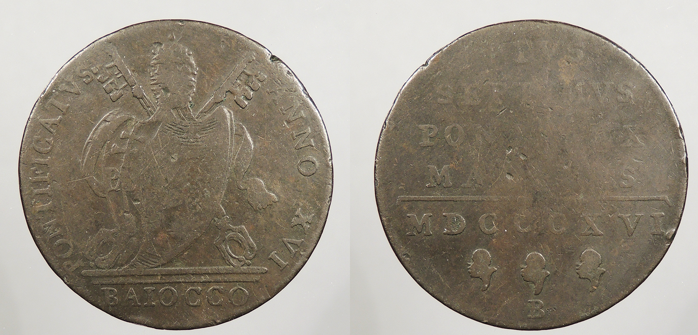 ITALIAN STATES: Papal States 1816-B Baiocco | European Coins